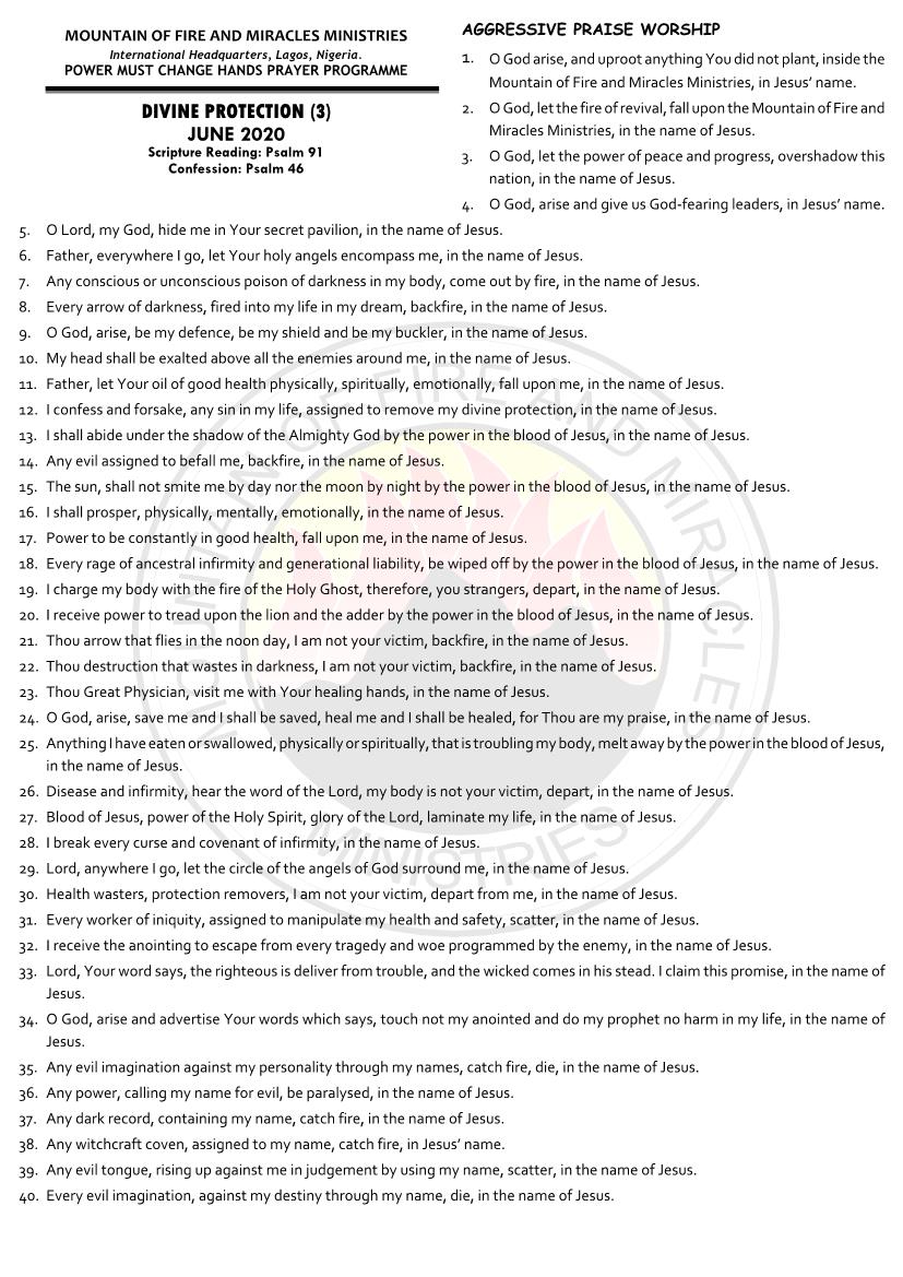 PMCH JUNE 2020 PRAYER POINTS - MFM Rockville